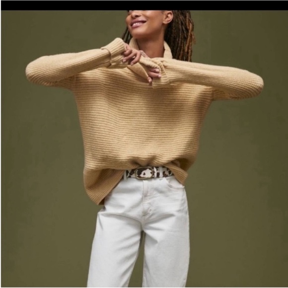 Pilcro | Sweaters | Pilcro Anthropologie Oversized Tan Cowl Neck ...
